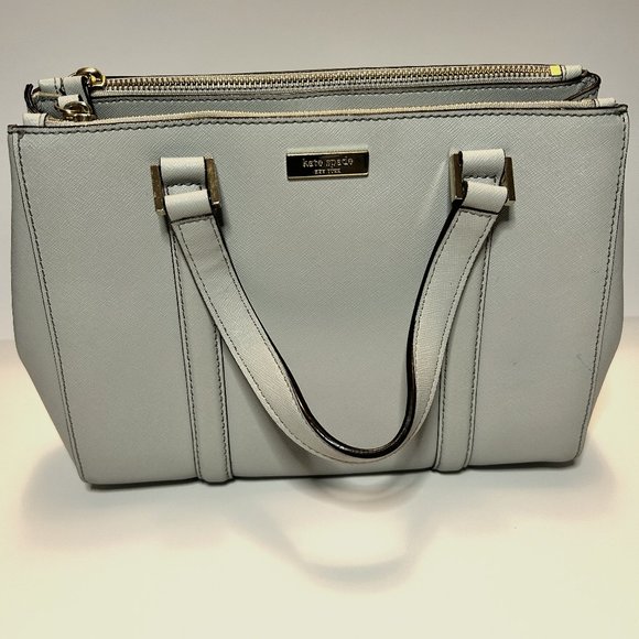 kate spade | Bags | Kate Spade Handbag Warm Cement Light Grey Long ...